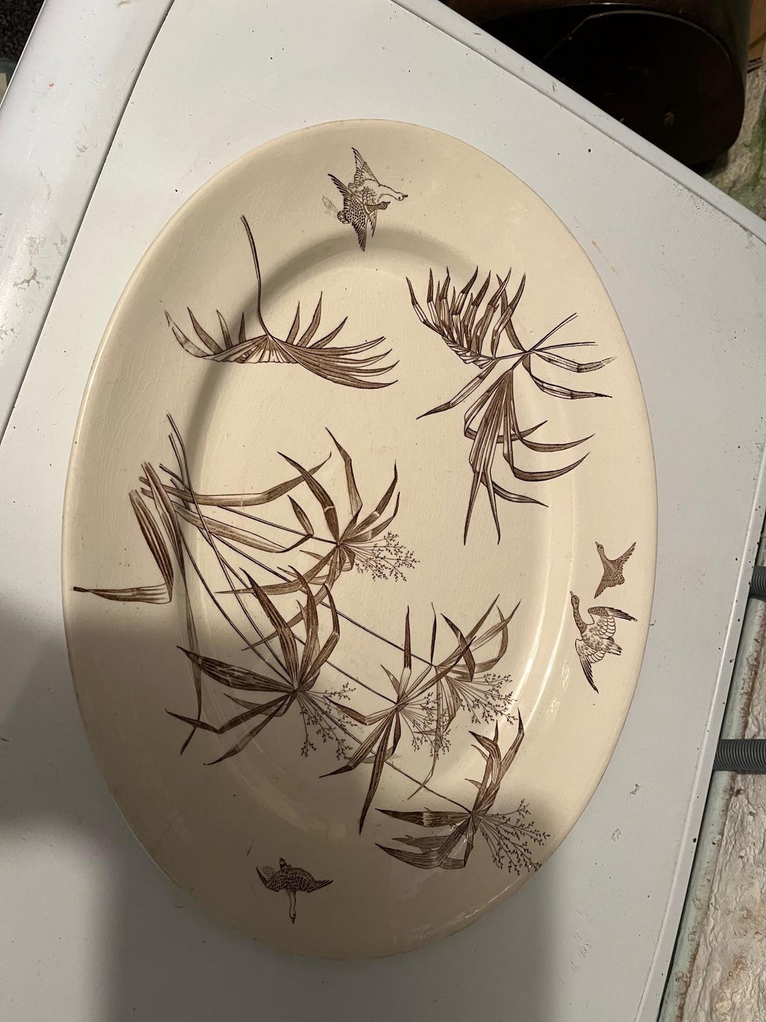 Antique Aesthetic Era Late Mayers J. G. Palm Design Meat Platter 41.5 X ...