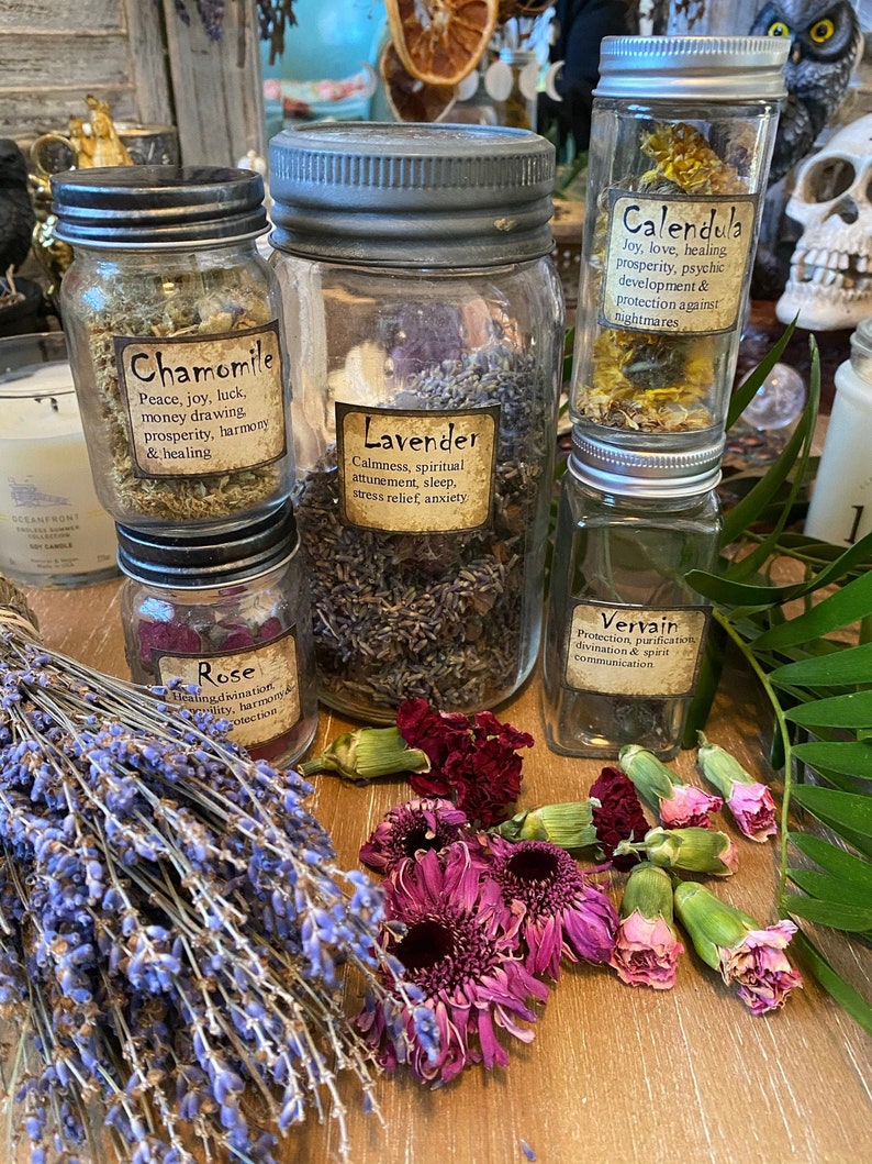 FLORAL & TREES Apothecary Jar Labels for Witches, Wiccan, Pagan ...