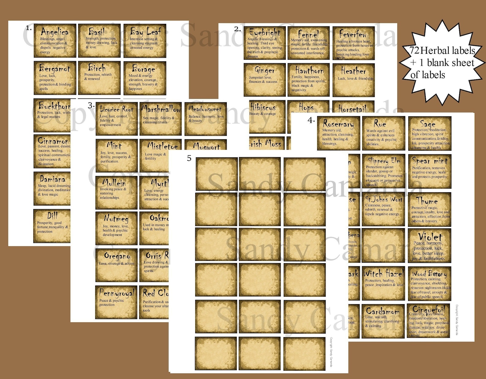 HERBAL Apothecary & Spell Jar Labels for Witches. Wiccans, Pagans ...