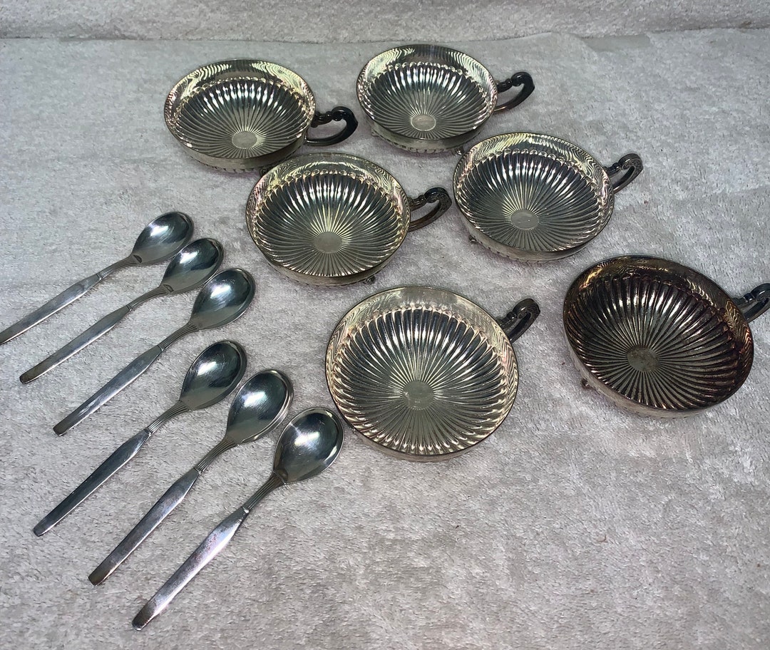 Eberle Silver Plate Set of 6 Dessert Bowls & Spoons - Etsy