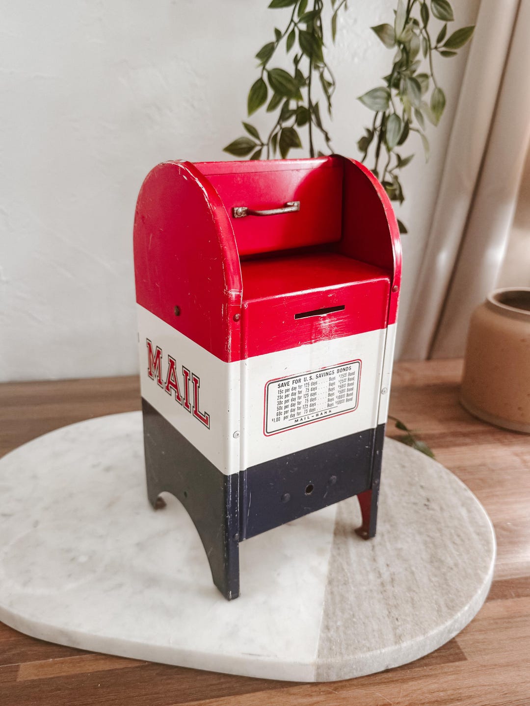 Vintage Mailbox Bank / Kid's Savings Bank / Metal Mailbox Bank ...