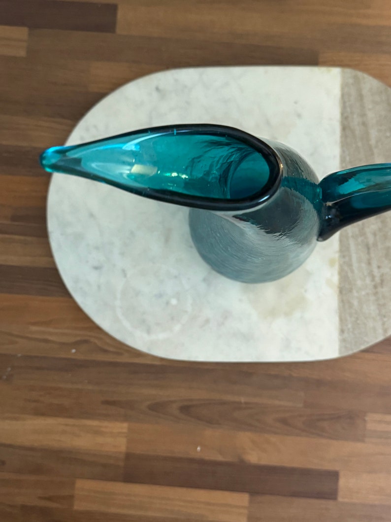 Vintage MCM Rainbow Glass Tavern Pitcher Blue Crackle 9802 Large 12 ...