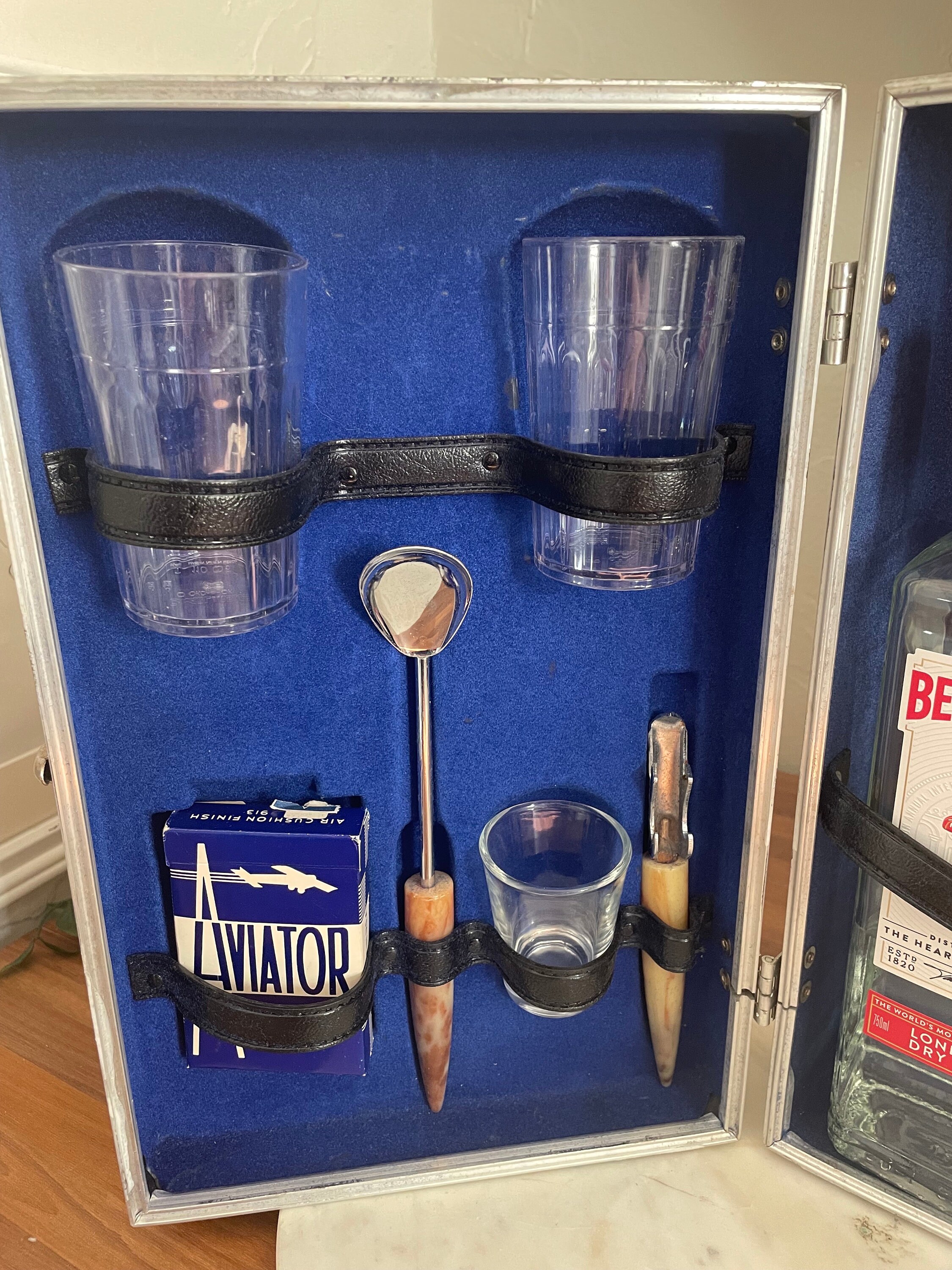 Vintage Travel Bar Portable Pub 2 Bottle Suitcase Cocktail Liquor ...