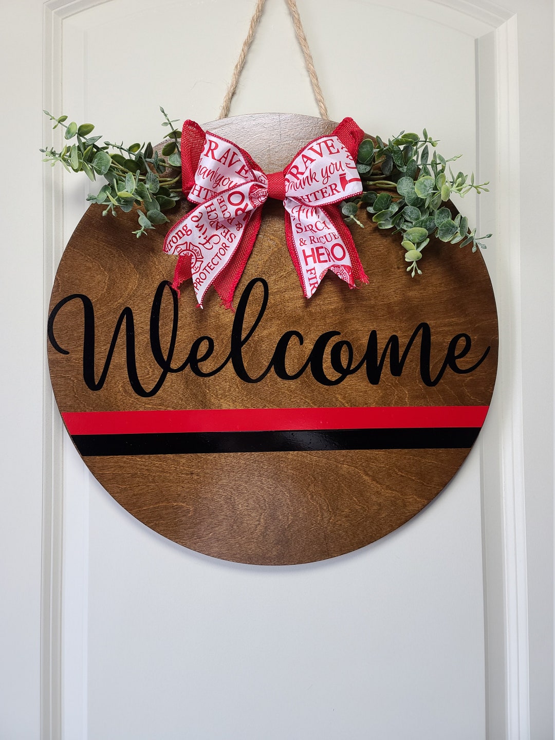 Firefighter EMT Welcome Door Hanger Sign - Etsy