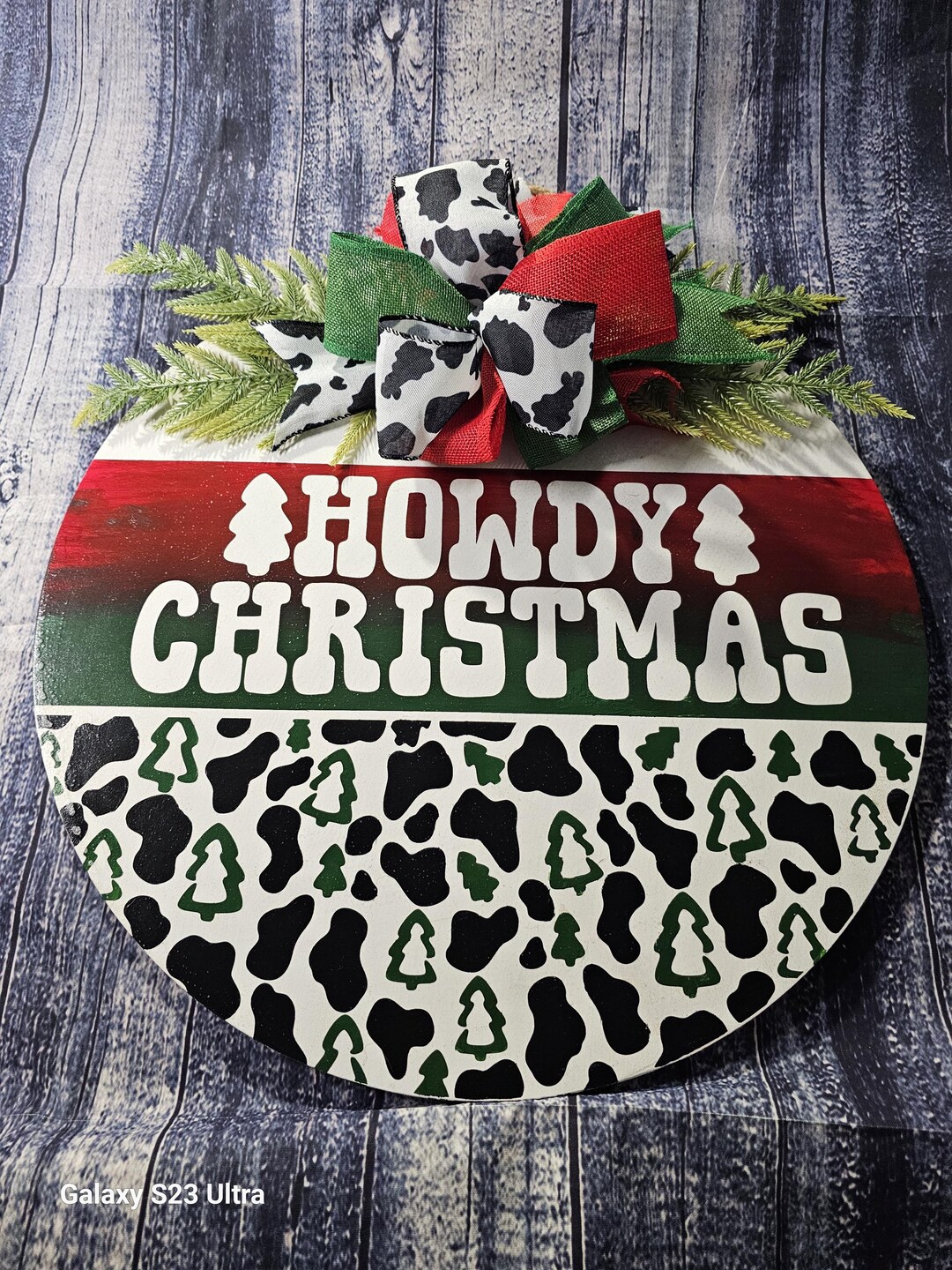 18" Wooden Round Door/wall Sign Howdy Christmas - Etsy