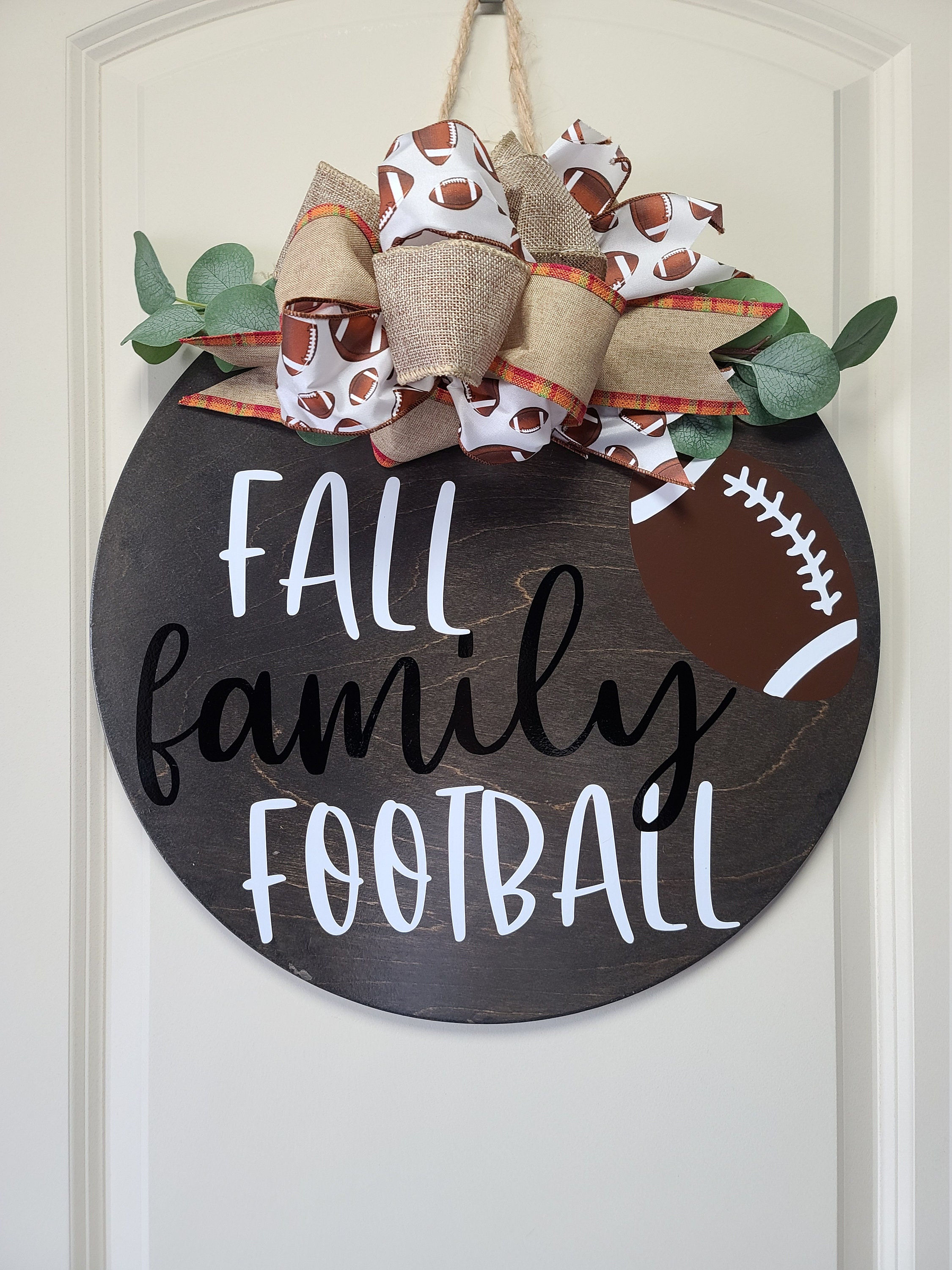 Fall Family Football Welcome Sign Door Hanger - Etsy