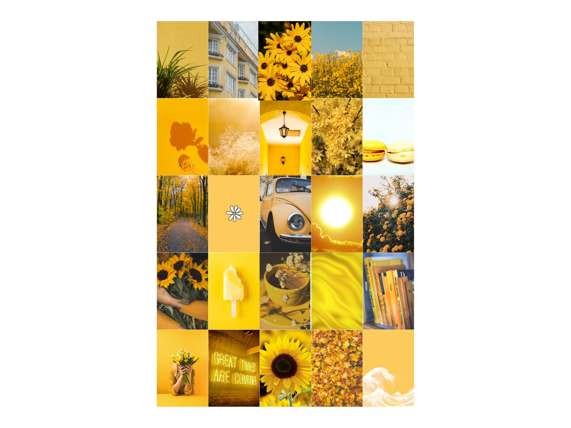 Yellow Collage Kit Dorm Room Decor Wall Art Yellow Aesthetic | Etsy