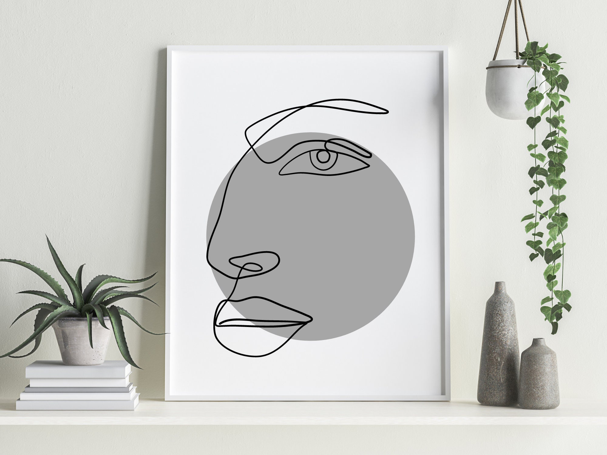 Abstract Face Line Drawing Wall Print Poster Home Trend | Etsy
