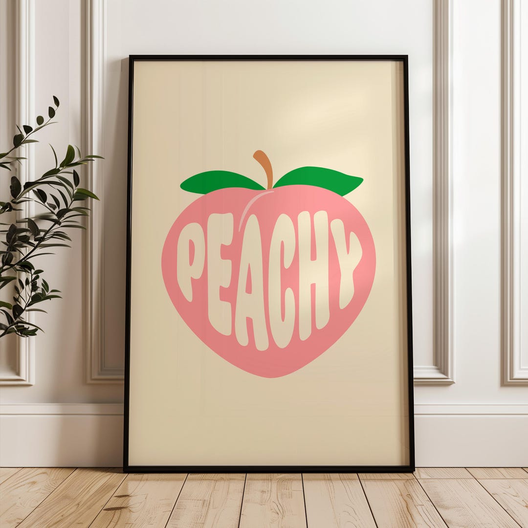 Retro Peachy Print Quirky Art Abstract Print Shape Print Abstract Wall ...