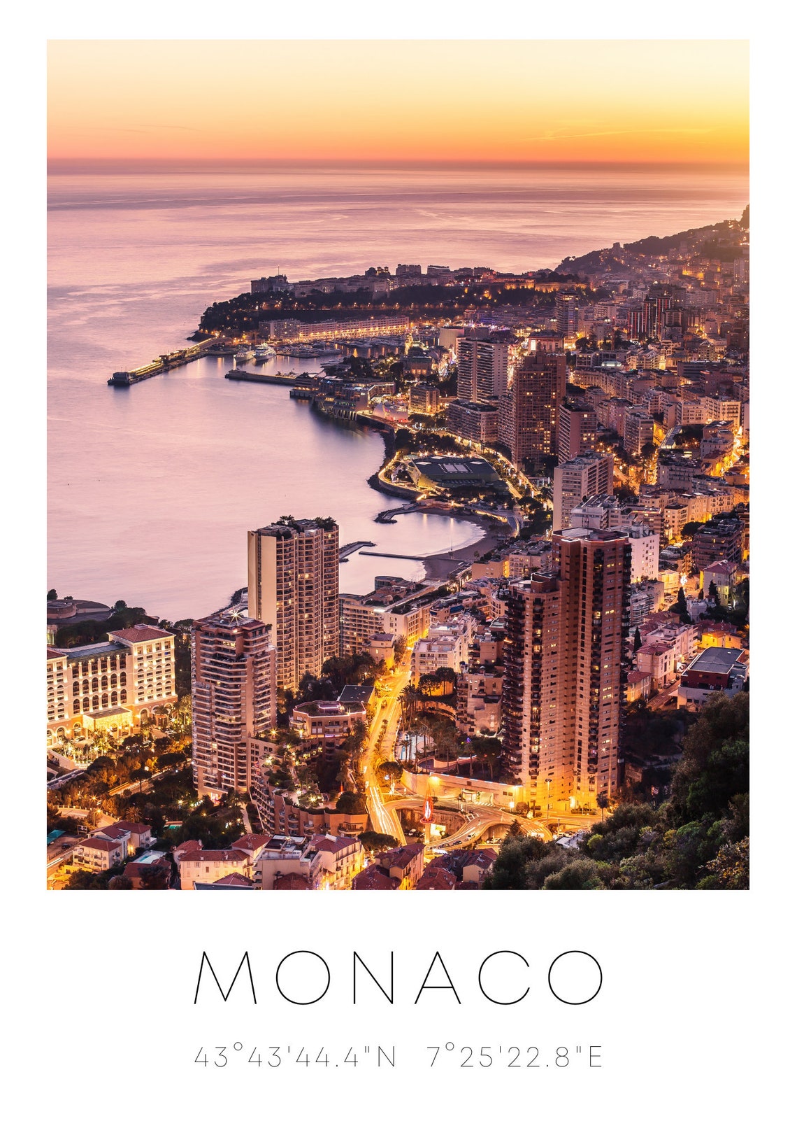 Monaco Poster Print Gift A4 A3 | Etsy