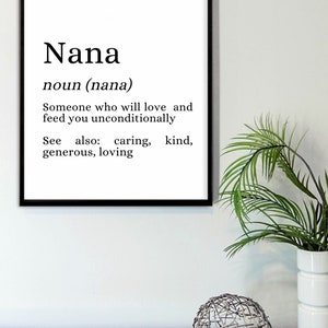 Personalised Nan Dictionary Meaning Quote Poster Print Gift | Etsy