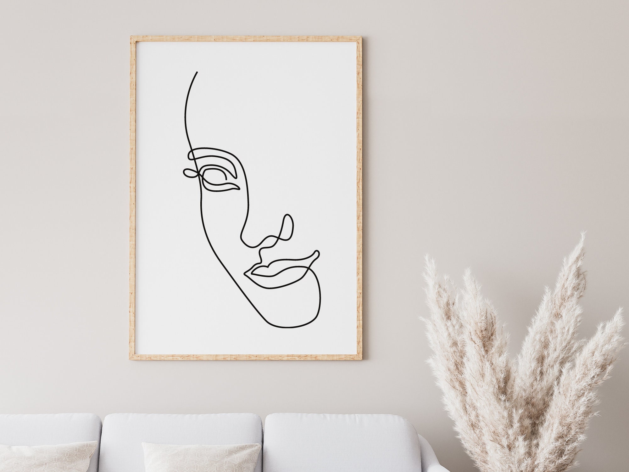 Abstract Face Line Drawing Outline Wall Poster Print Home | Etsy UK