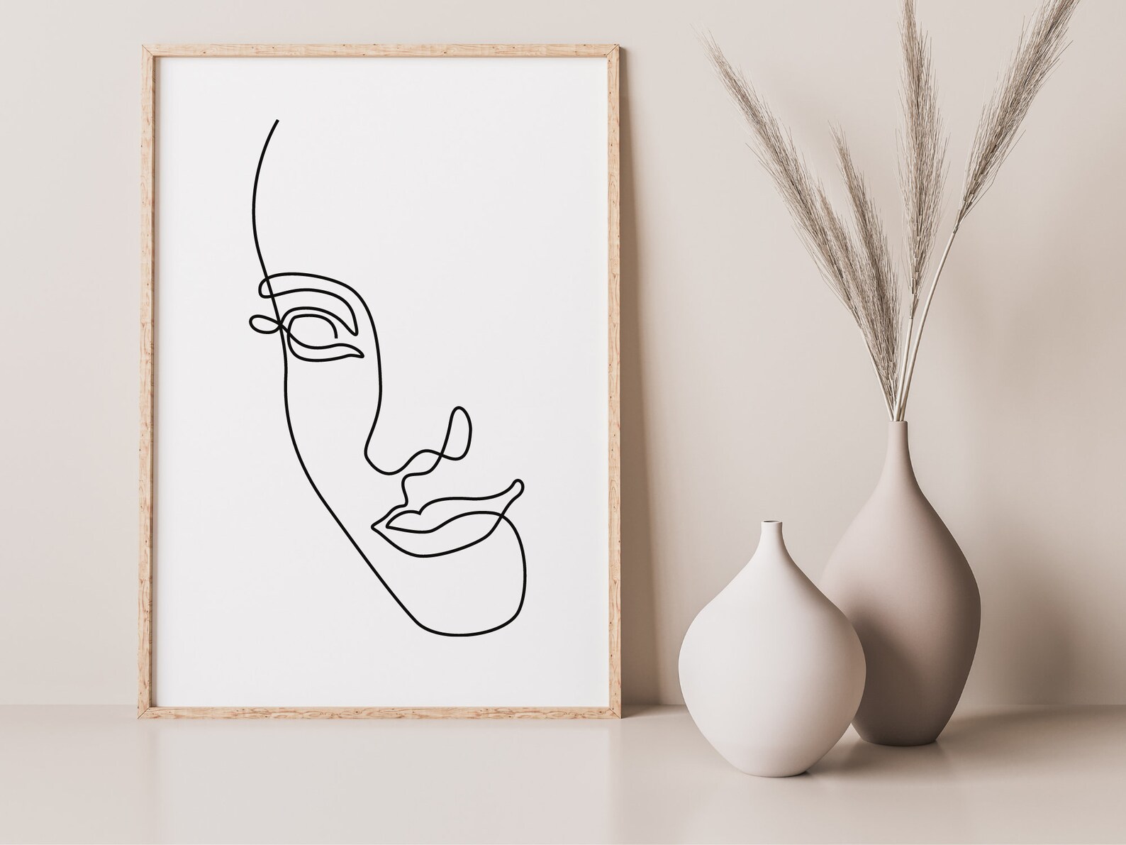 Abstract Face Line Drawing Outline Wall Poster Print Home | Etsy UK