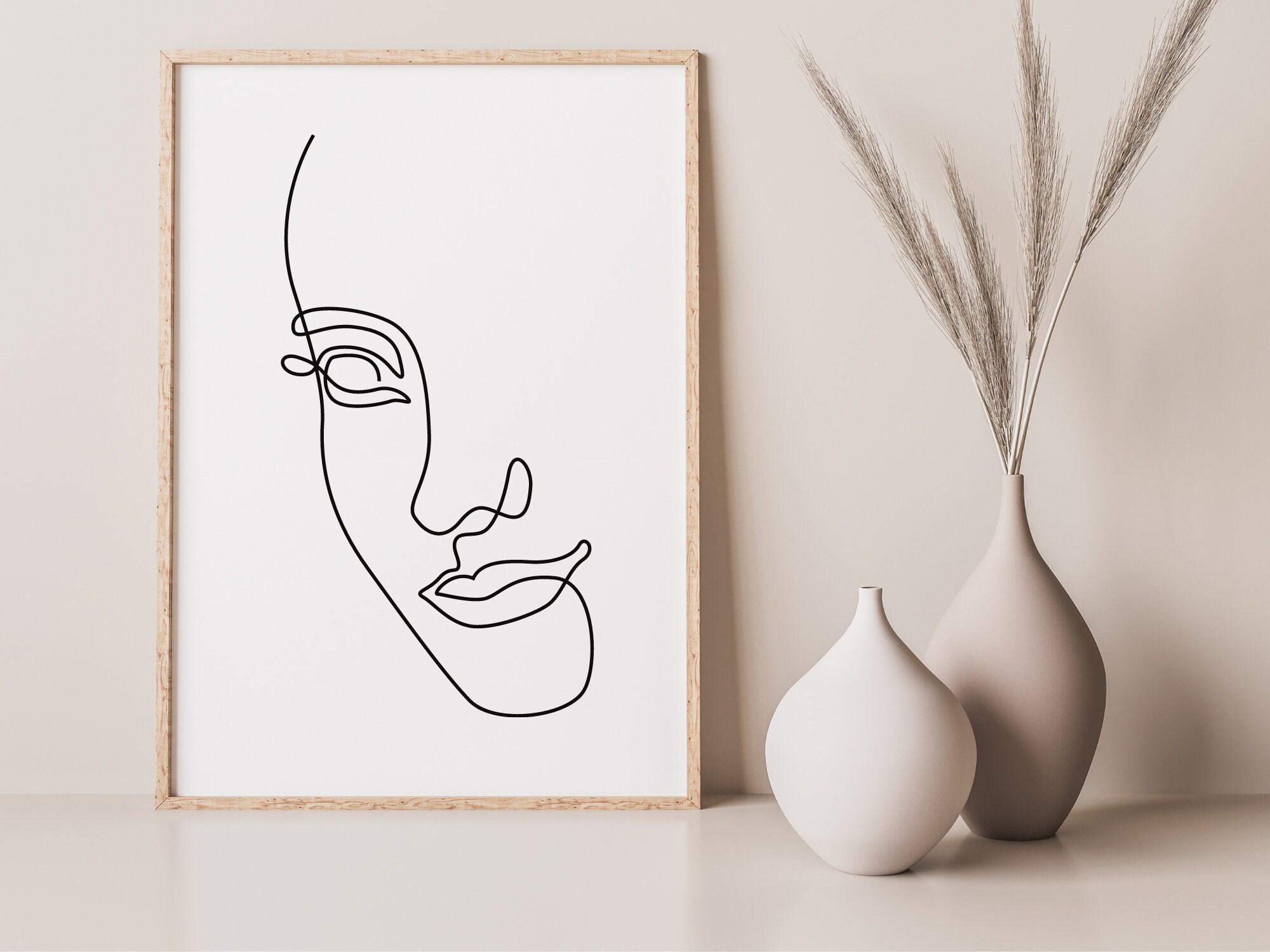Abstract Face Line Drawing Outline Wall Poster Print Home | Etsy UK