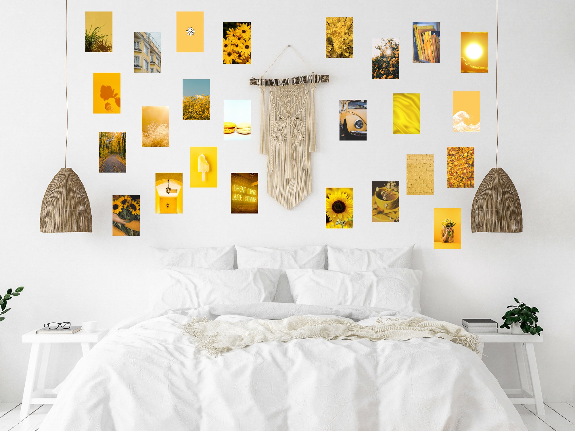 Yellow Collage Kit Dorm Room Decor Wall Art Yellow Aesthetic - Etsy UK