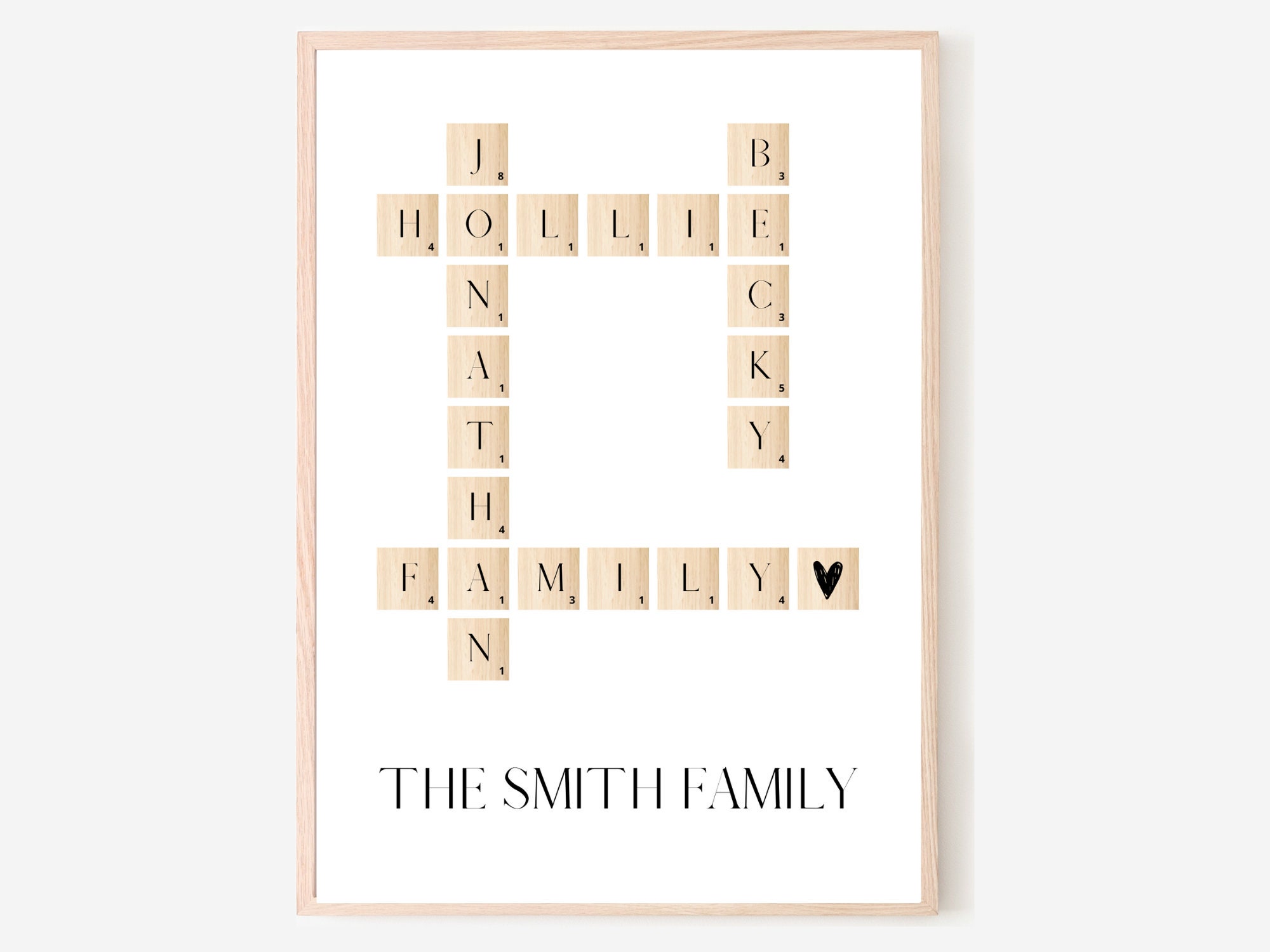 Personalised Scrabble Family Name Print Scrabble Print | Etsy