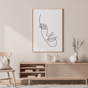 Abstract Face Line Drawing Outline Wall Poster Print Home Decor Trend ...