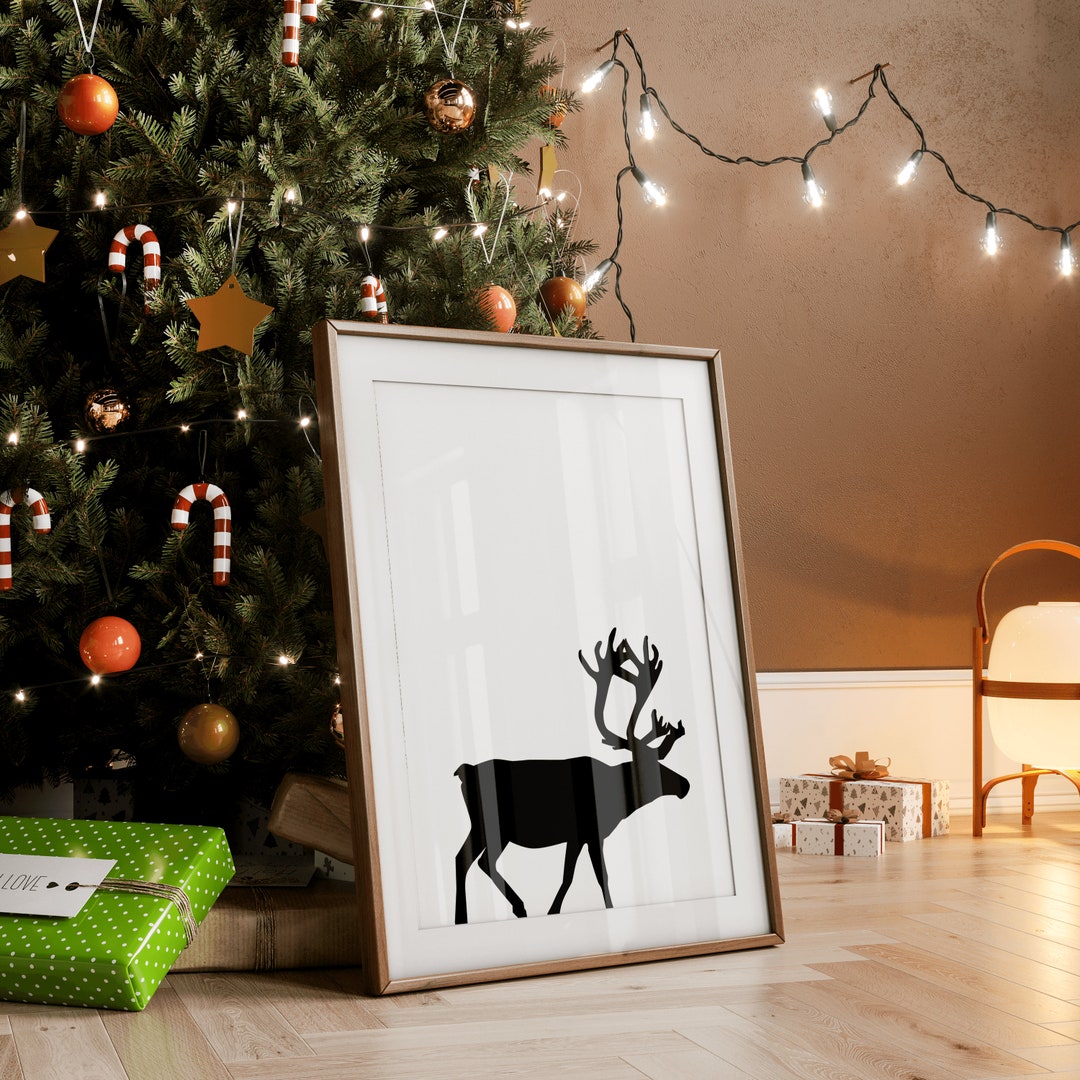 Reindeer Print Reindeer Poster Reindeer Wall Art Christmas Print ...