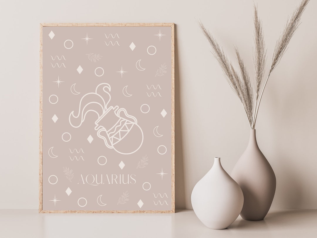 Star Sign Print Stone Neutral Brown Pink Zodiac Meaning Trait A4 A3 ...