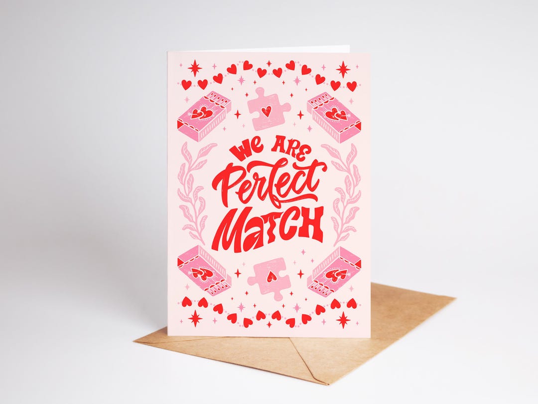 We Are A Perfect Match Card, Cute Valentines Day Card Funny Valentines ...