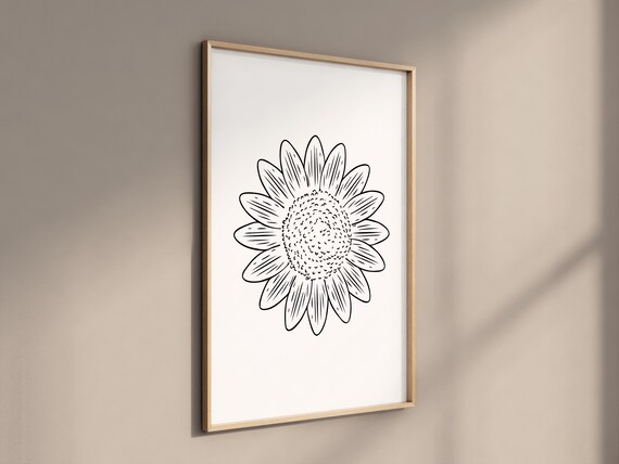 Simple Sunflower Line Drawing