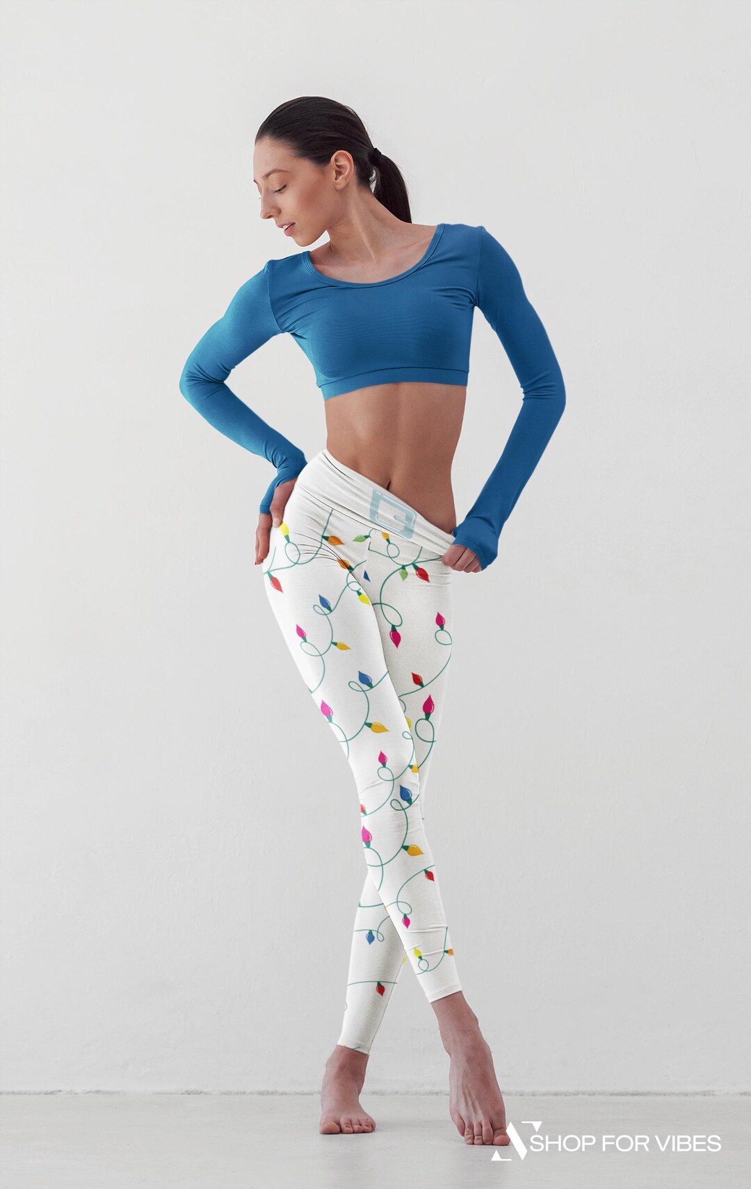 Tangled Christmas Lights Yoga Leggings | Festive Printed Leggings for ...