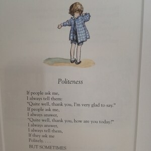 Politeness a Poem by AA Milne Rescued Book Page - Etsy UK