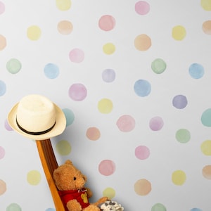 Watercolour Polka Dot Wall Stickers, Rainbow Polka Dot Decals, Rainbow ...
