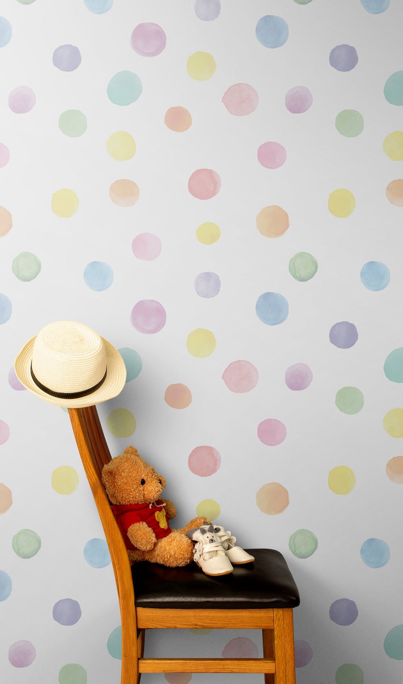 Watercolour Polka Dot Wall Stickers, Rainbow Polka Dot Decals, Rainbow ...