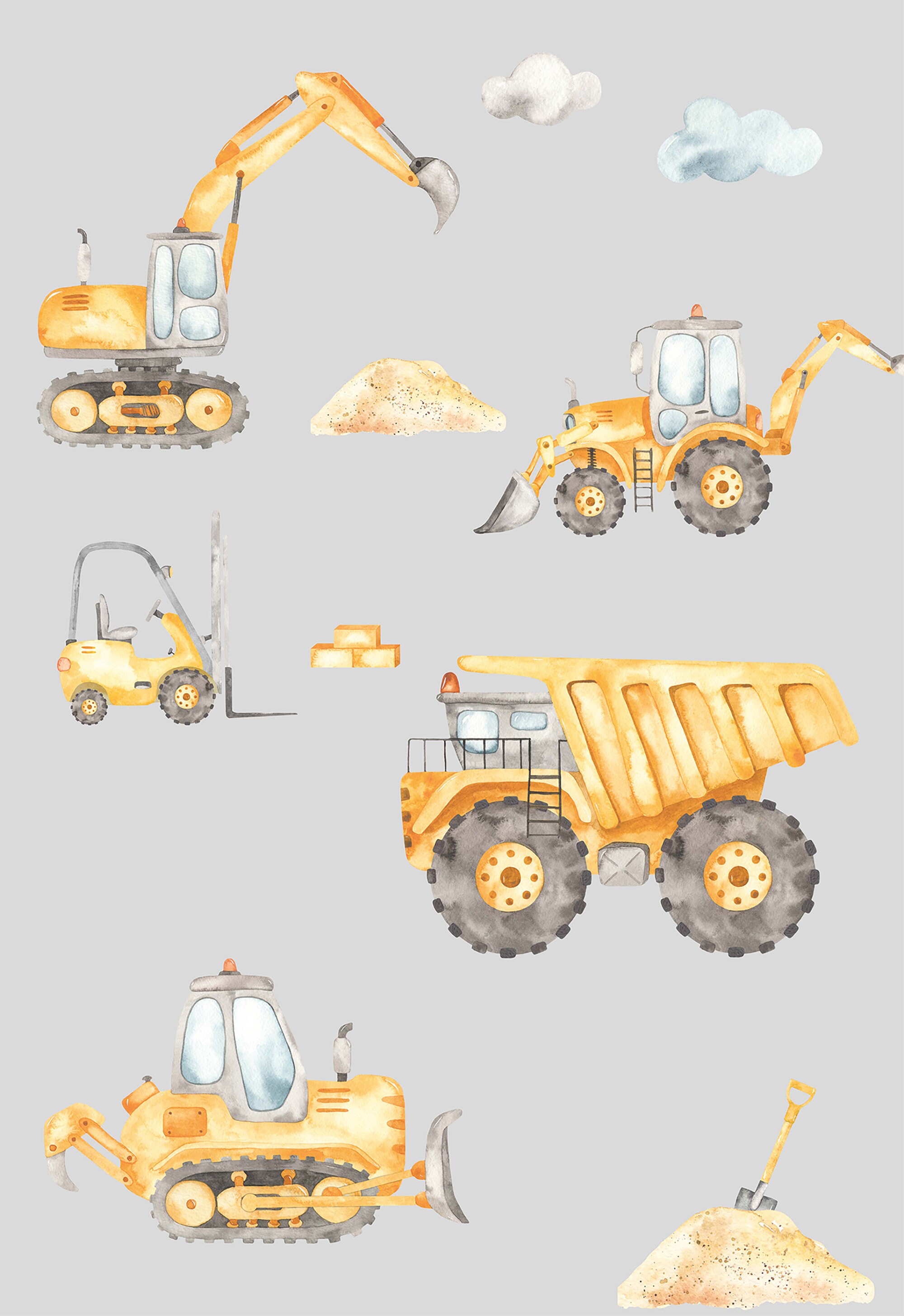 Digger Wallpaper Construction Wallpaper Pre Paste Wallpaper | Etsy UK