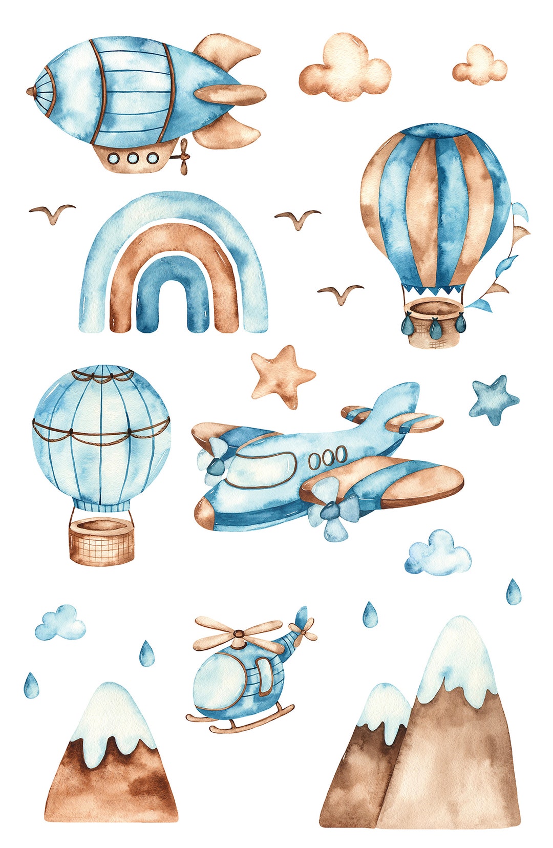 Hot Air Balloon Wall Sticker, Air Travel Stickers, Bedroom Wall Sticker ...