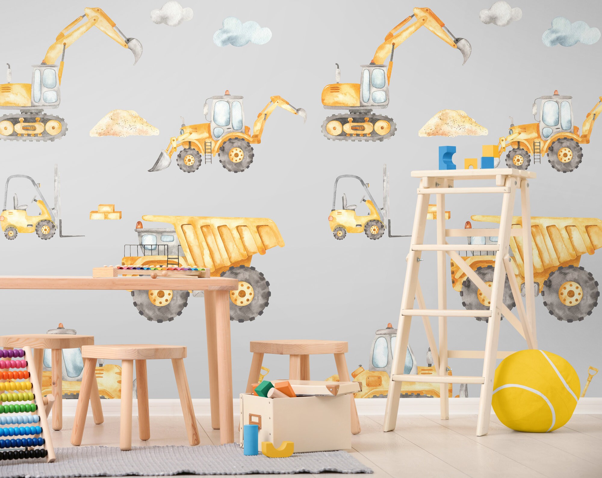 Digger Wallpaper Construction Wallpaper Pre Paste Wallpaper - Etsy UK