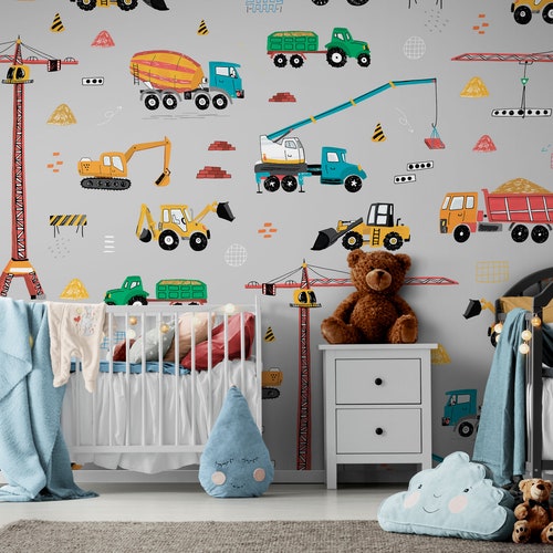 Digger Wallpaper Construction Wallpaper Pre Paste Wallpaper - Etsy