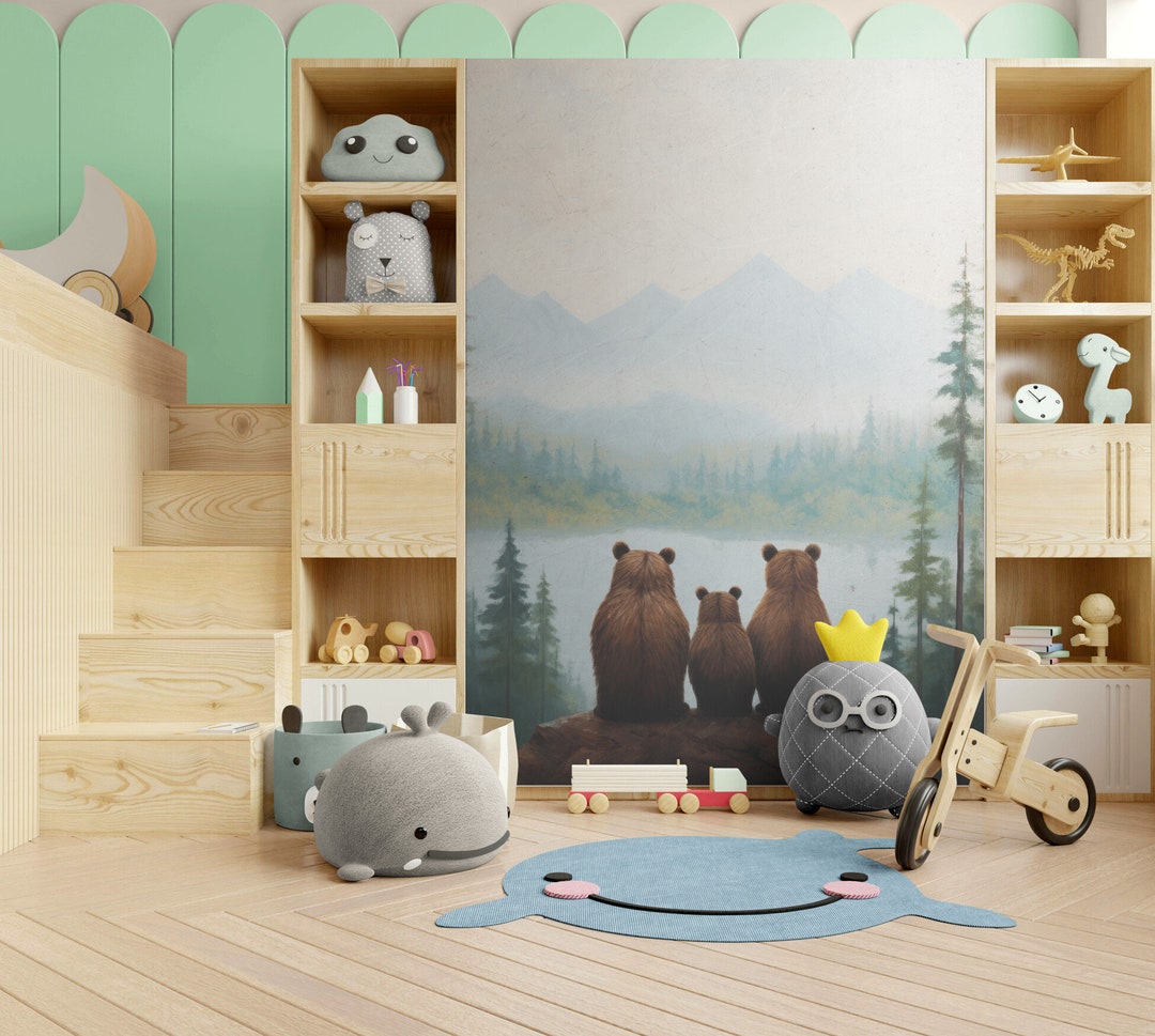 Three Bears Feature Wallpaper - Etsy UK