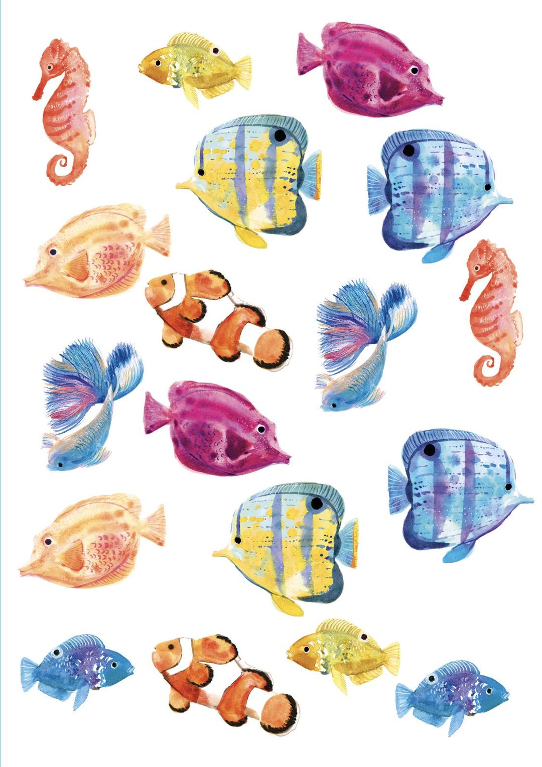 Fish Wall Stickers, Bright Fish Wall Stickers, Easy Decor, Bathroom ...
