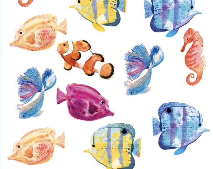 Tropical Fish Decals, 10 Wall Decals Fish, Home Décor, Bathroom Décor ...