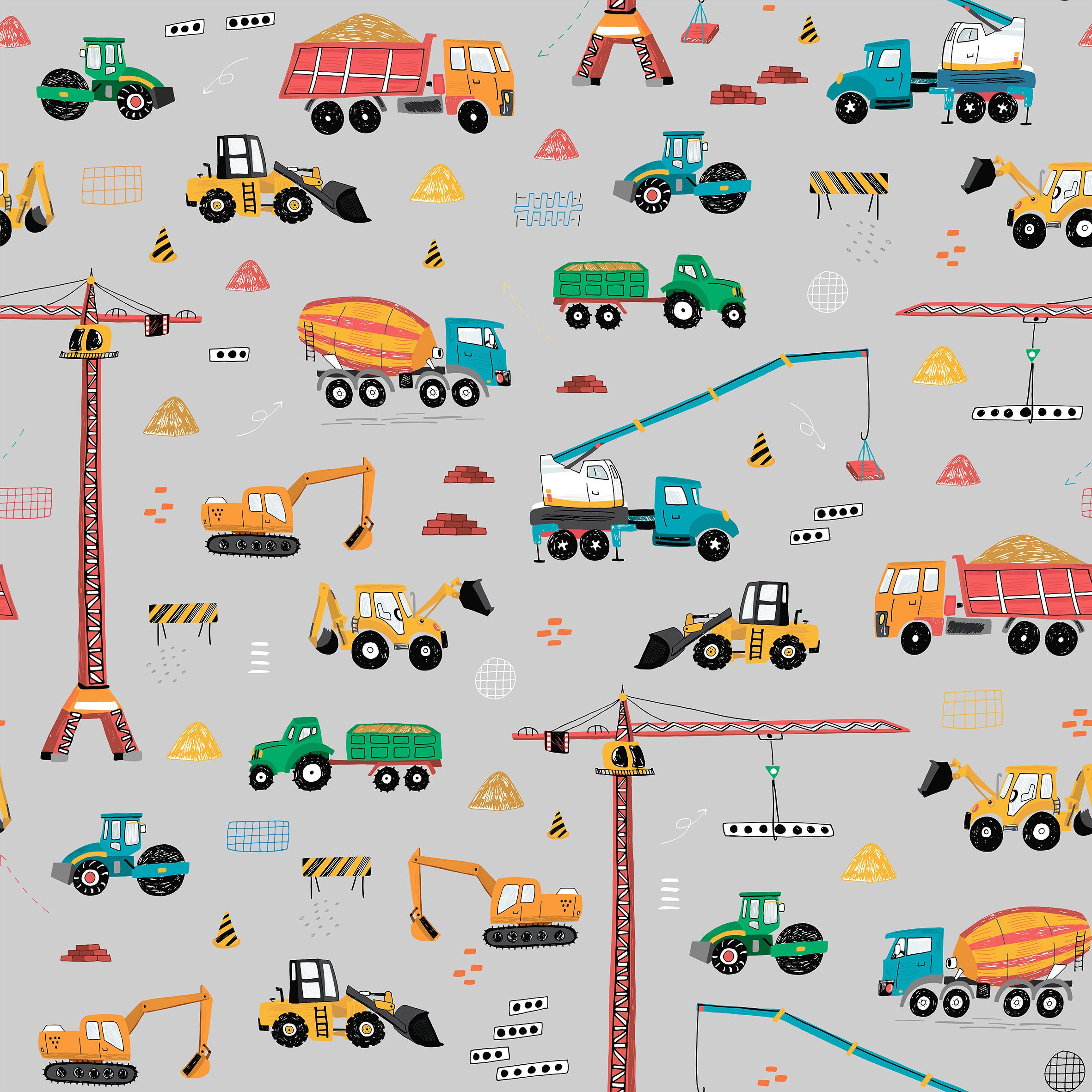 Construction Wallpaper Digger Wallpaper Pre Paste Wallpaper - Etsy