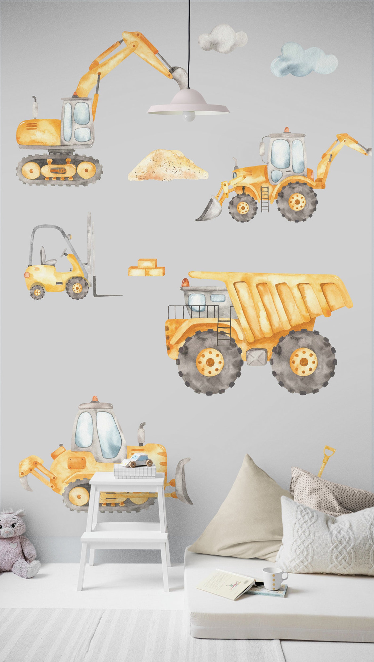 Digger Wallpaper Construction Wallpaper Pre Paste Wallpaper - Etsy UK