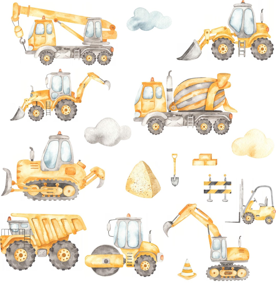 Ultimate Watercolour Digger Sticker Collection, Bedroom Wall Sticker ...