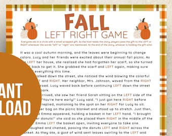 Fall Left Right Game, Pass the Present Fall Printable Game, Fun ...