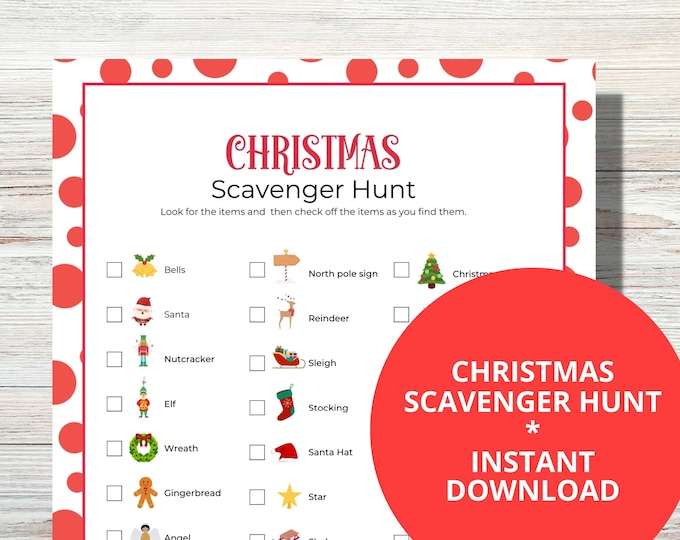 Christmas Scavenger Hunt for Kids, Christmas Activities for Teens ...