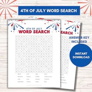 4th of July Word Search Printable Game, Fourth of July Games Bundle ...
