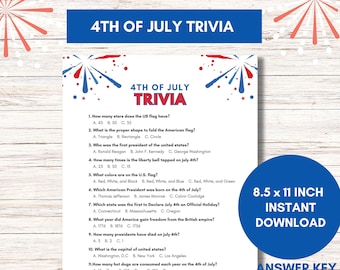 4th of July Trivia Printable 4th of July Trivia Games 4th July Trivia ...