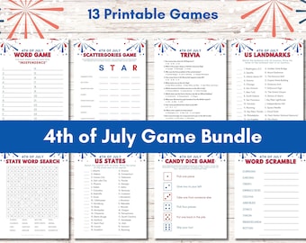 4th of July Games Bundle, 50 Game SUPER Bundle, 4th of July Party Games ...