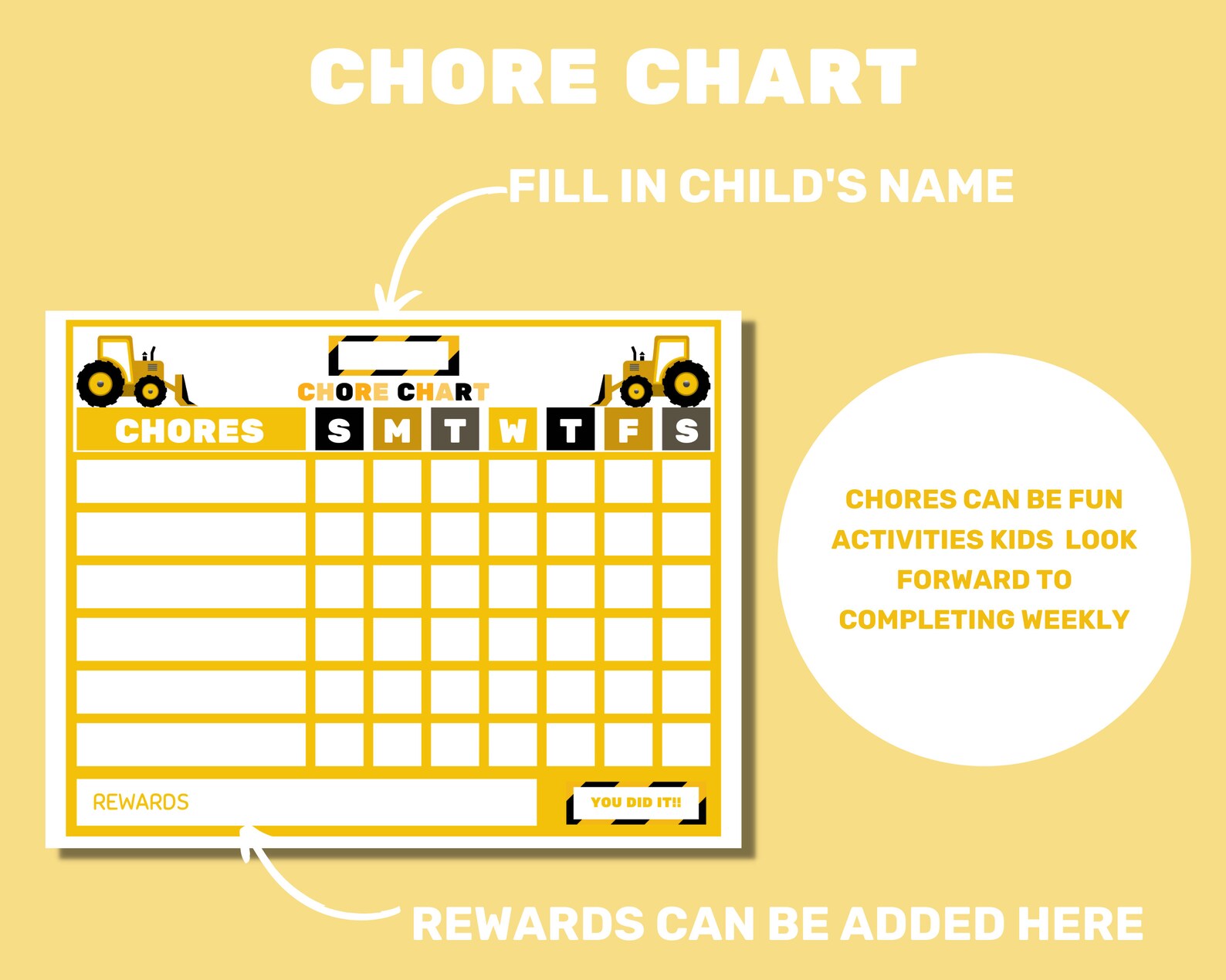 Printable Construction Chore Chart for Kids - Printable Chore Chart ...