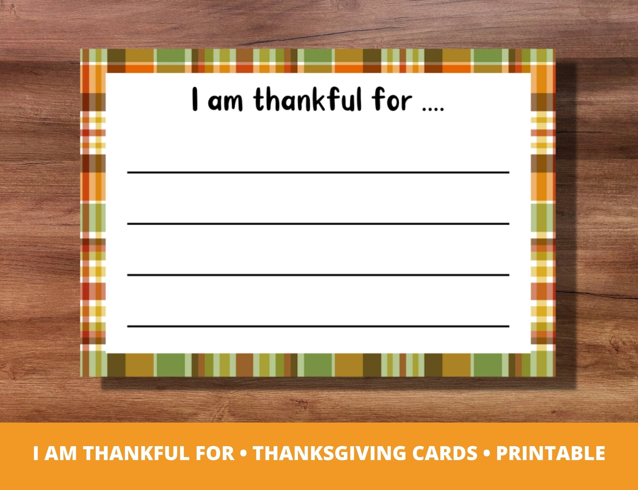 I Am Thankful for Card Thanksgiving Printable Gratitude - Etsy