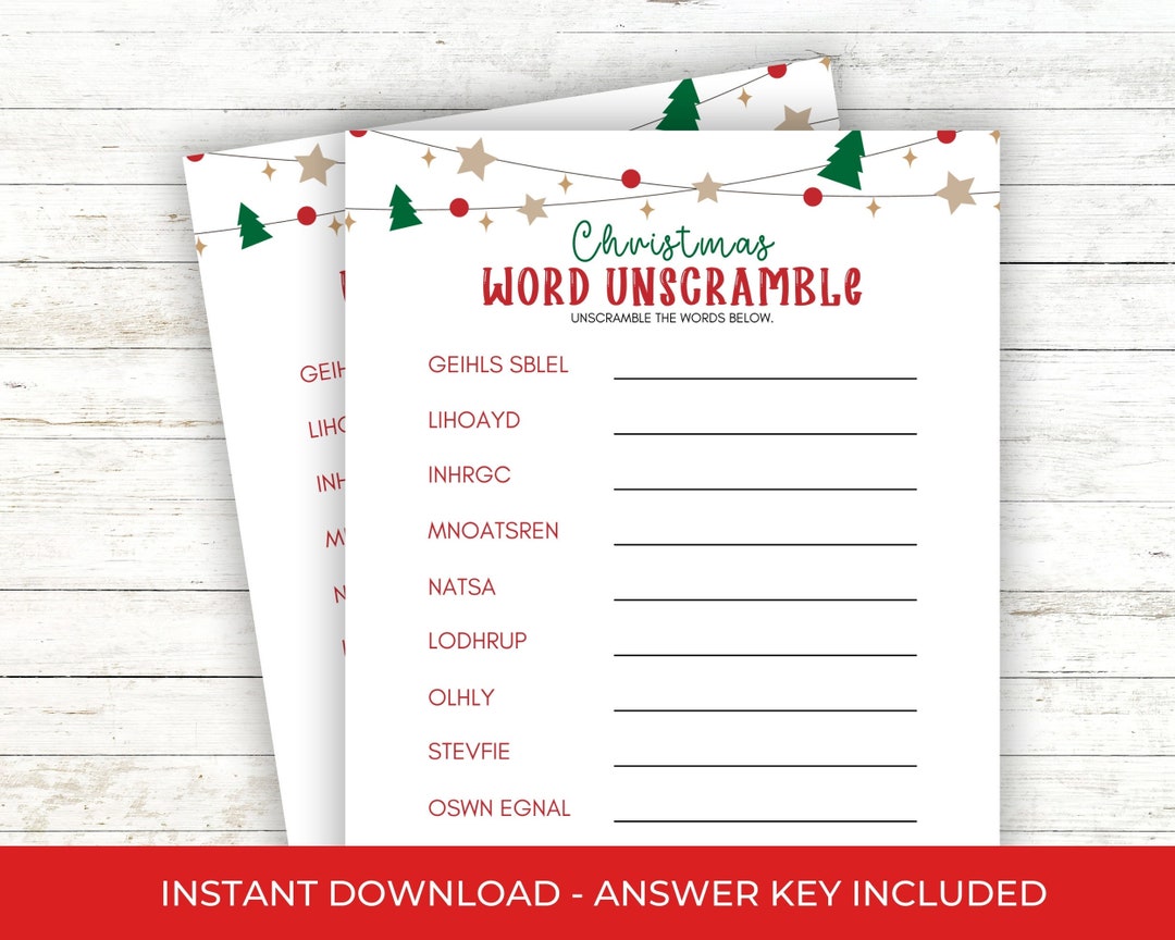 Christmas Printable Game, Christmas Word Scramble, Christmas Party ...