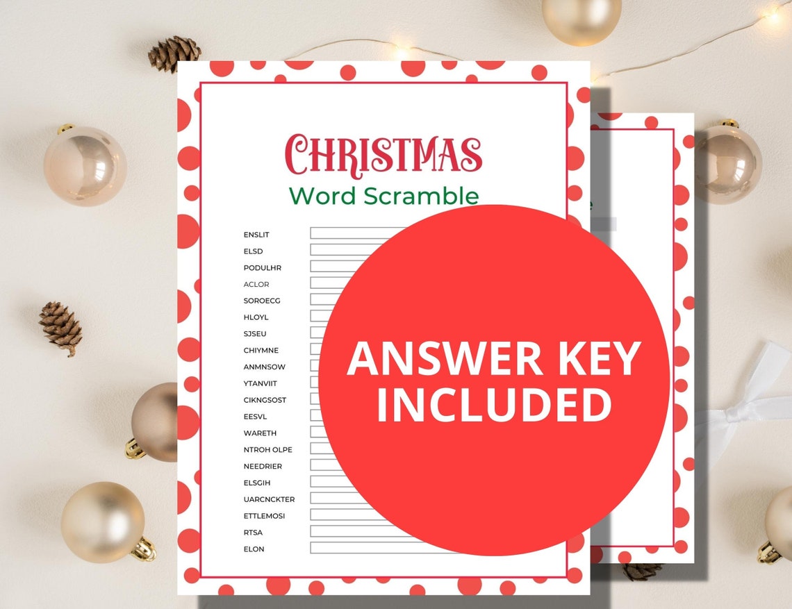 Printable Christmas Word Scramble Game, Holiday Party Games, Christmas ...