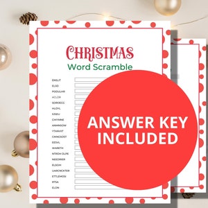 Printable Christmas Word Scramble Game, Holiday Party Games, Christmas ...