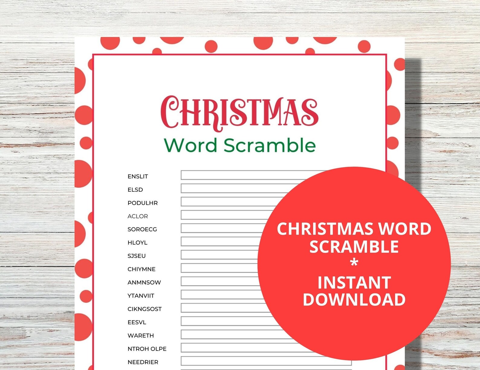 Printable Christmas Word Scramble Game, Holiday Party Games, Christmas ...